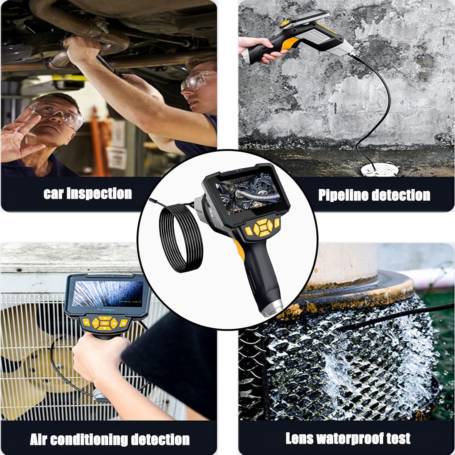 Endoscop Industrial Profesional MOSMAOO®, cu lentila duala, Ecran LCD Color IPS 4.3inci, 6 ...