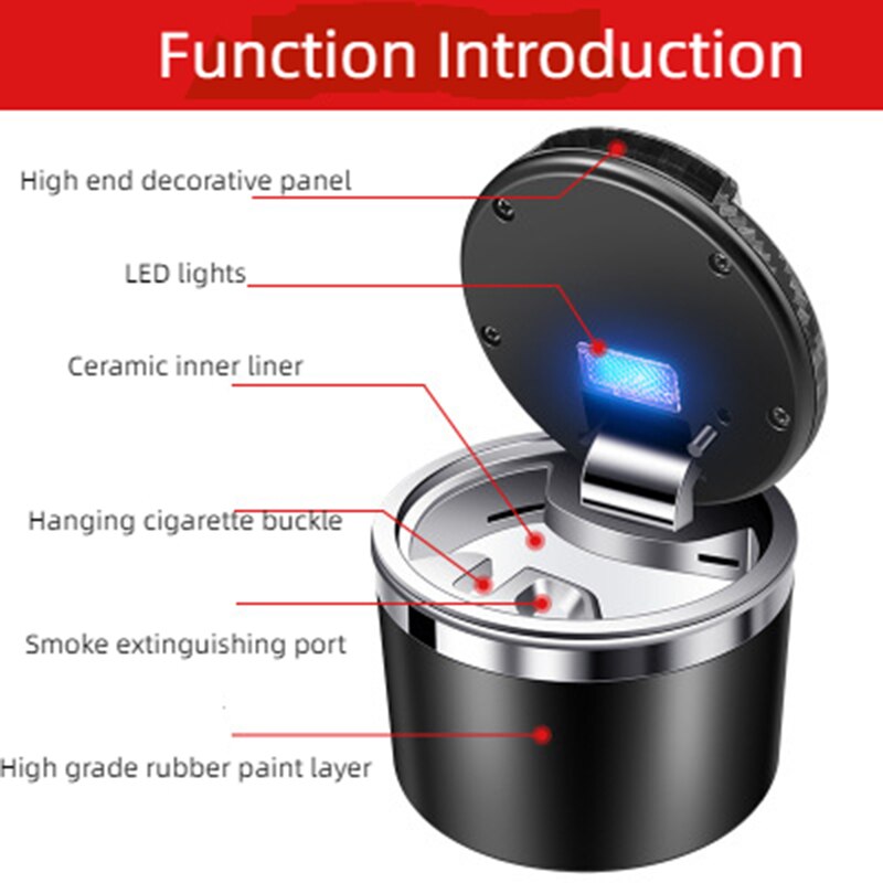 Scrumiera auto, Cauciuc/Ceramica/Aluminiu, Negru - eMAG.ro
