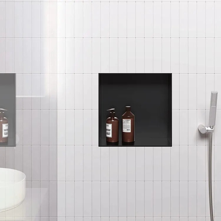 Raft incastrat patrat, inox negru, Wall-Box 30x30x10cm - eMAG.ro