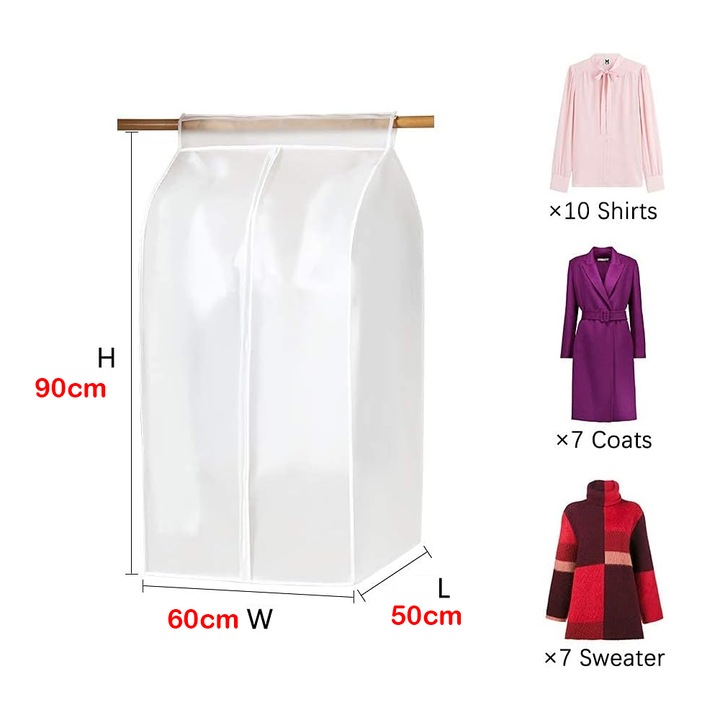 Husa Impermeabila Pentru Protectie Haine In Dulap/Dressing, PEVA, Alb ...