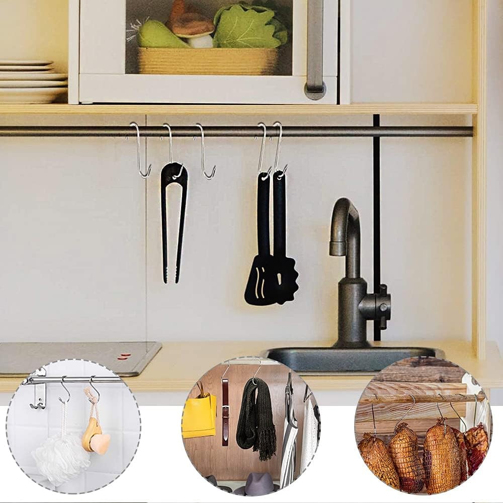 Set carlige tip S, 15 bucati, Otel inoxidabil, Argintiu, pentru ...