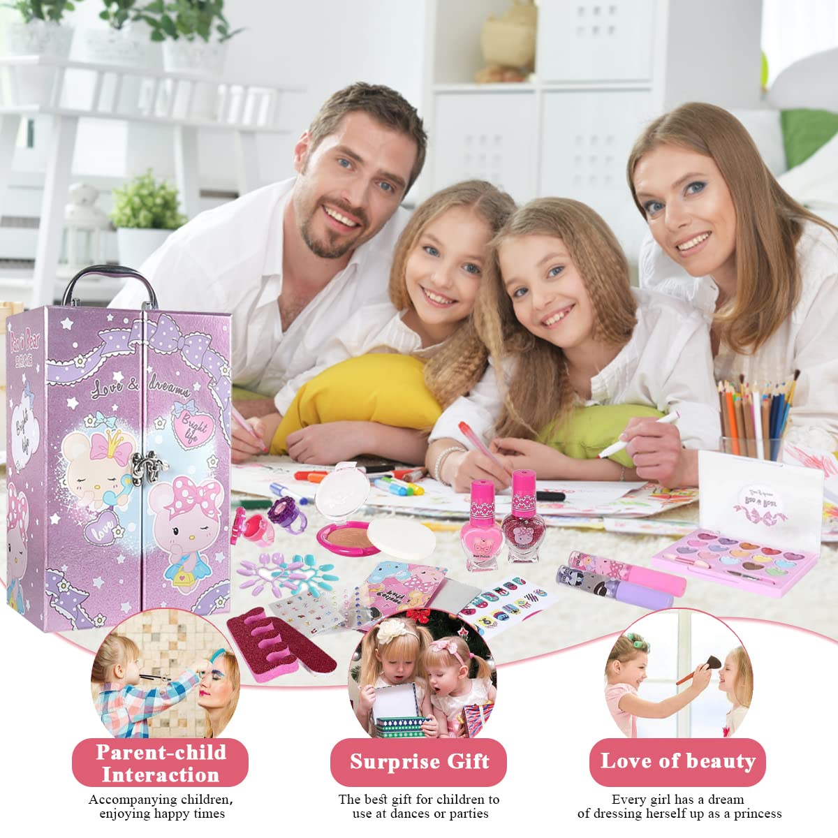 Gyerek sminkes játékdoboz, LXNZUHN, rózsaszín - eMAG.hu
