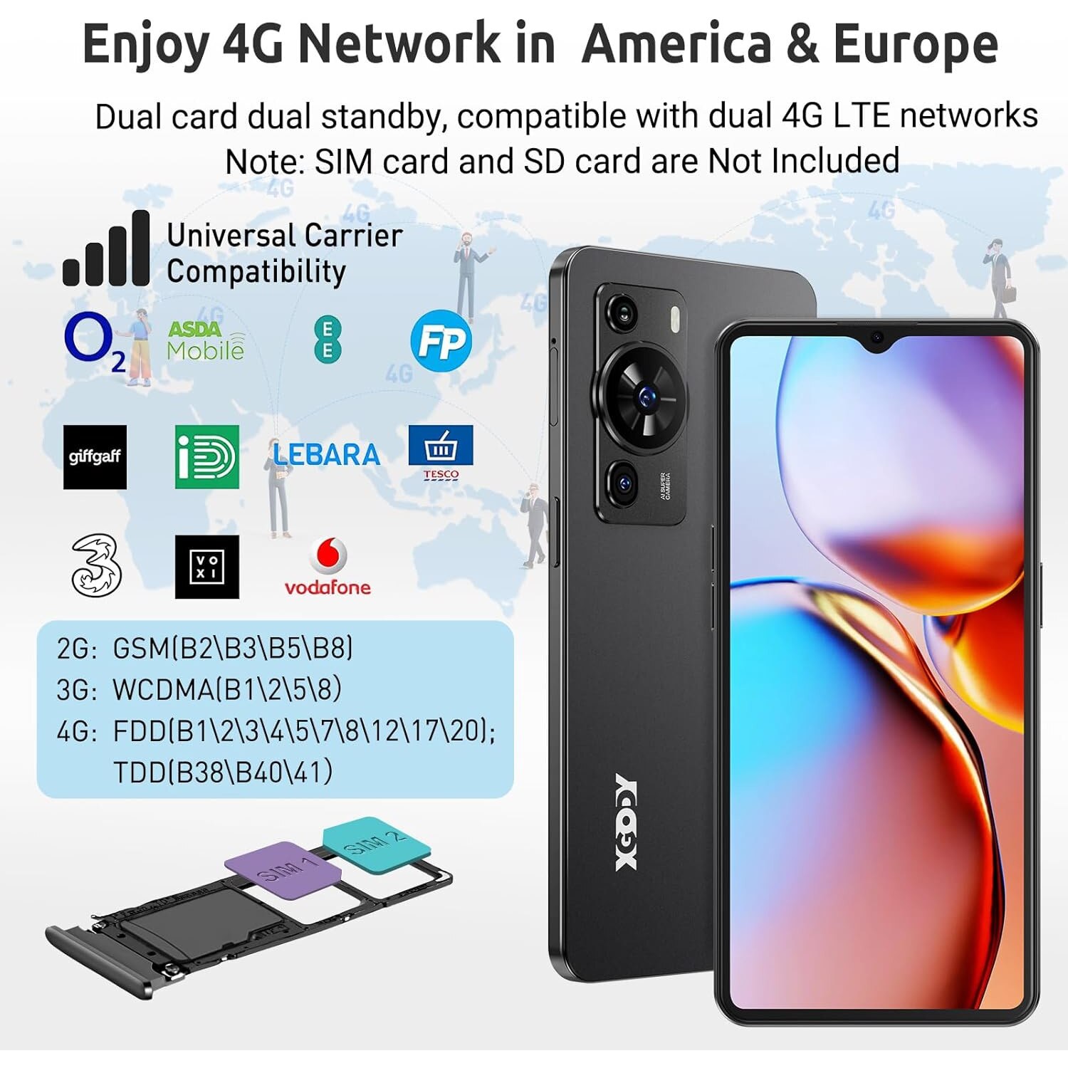 Smartphone Mate 50, XGODY, 6.6 Inch, 450mAh, 32GB, 4G, Negru - eMAG.ro