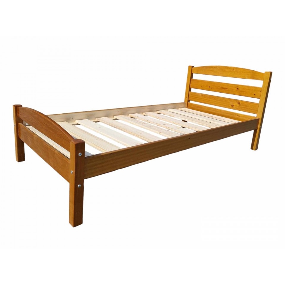 Pat din lemn Lia 90x200 culoare nuc - eMAG.ro