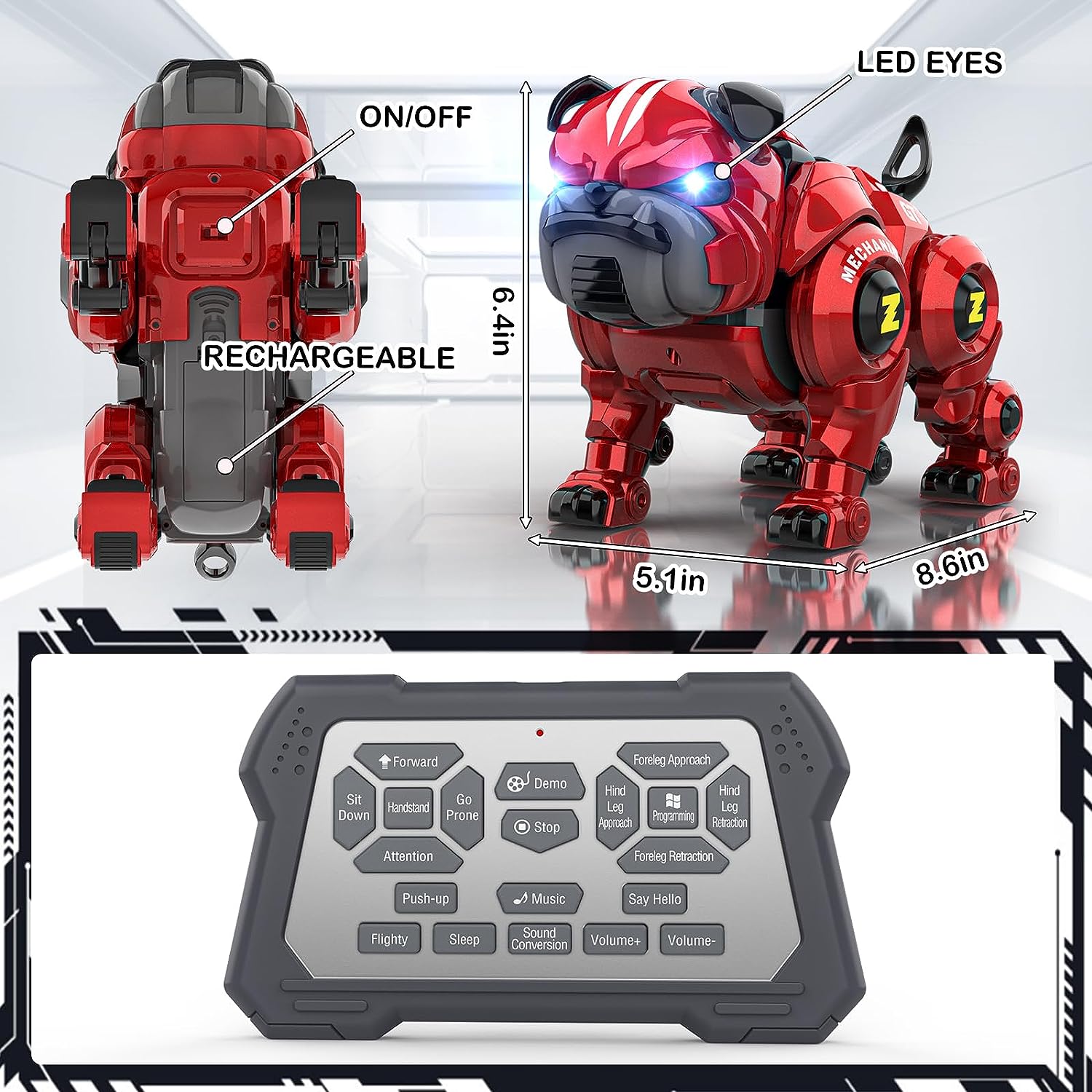 Caine robot Excitat® pentru copii, program reincarcabil, cascadorii ...