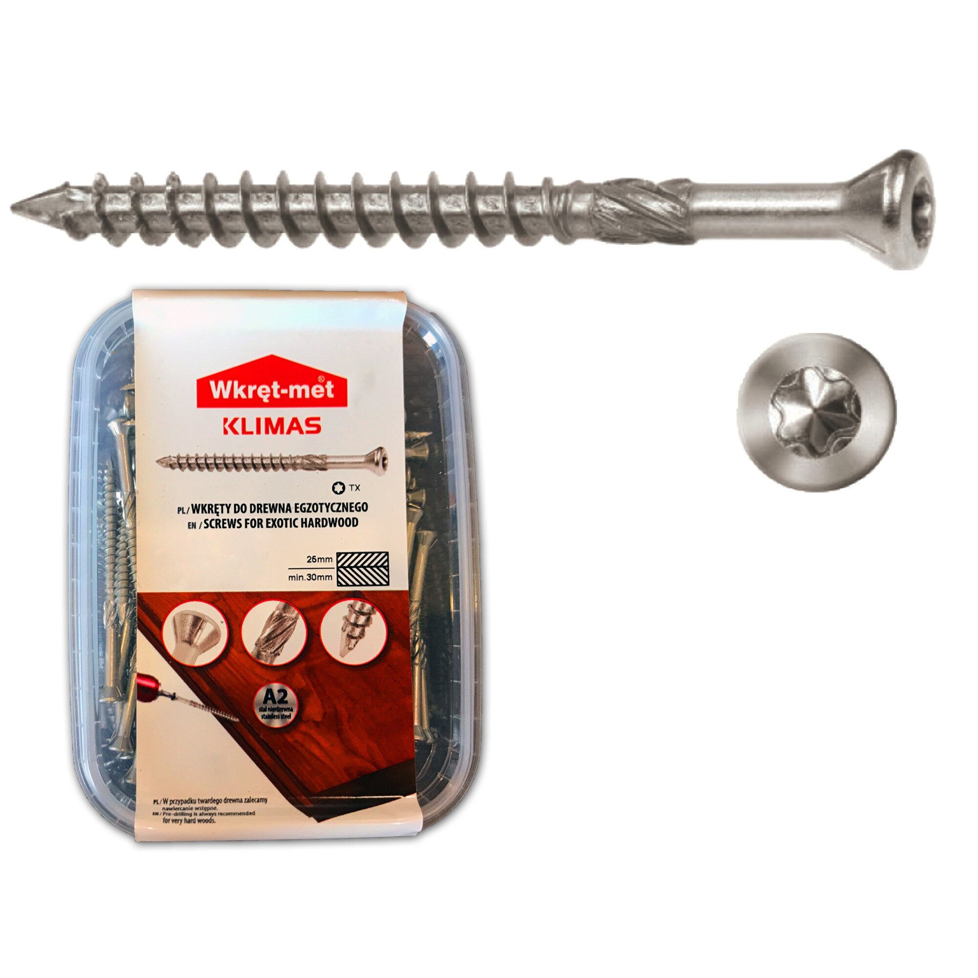 Suruburi inoxidabile pentru terasa, Klimas Wkret-met, A2 5x50, 100 buc ...