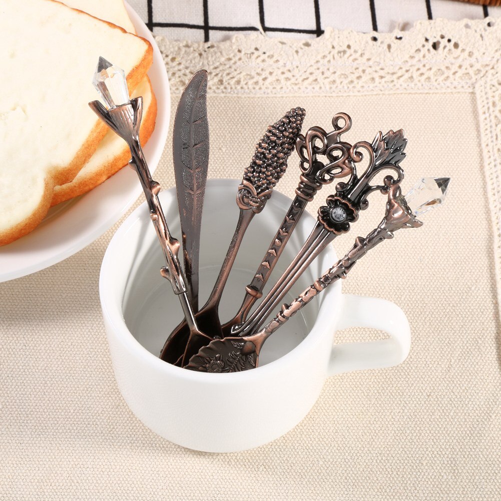 Set 6 lingurite de cafea vintage, Metal, Bronz - eMAG.ro