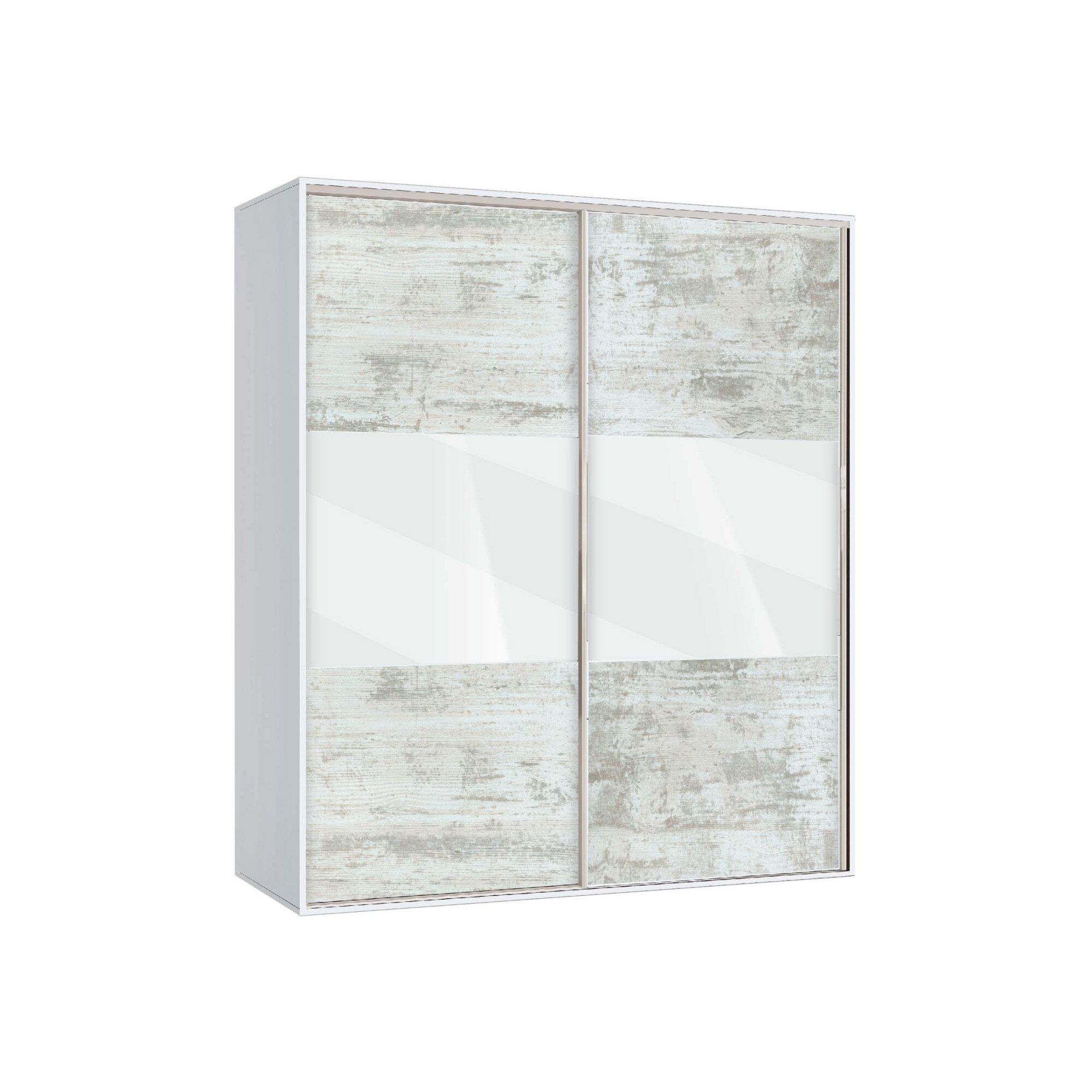 Bogdan Furniture BM-Ava 4 gardrób, tolóajtókkal, fehér fényű és ...