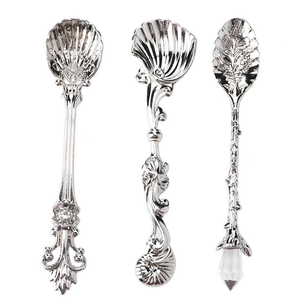 Set 3 lingurite pentru cafea, Aliaj de zinc, 2 x 11 cm, Argintiu - eMAG.ro