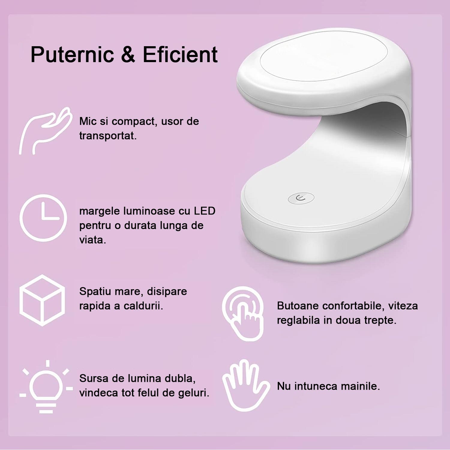 Mini lampa pentru unghii, 16W, UV, LED, Alb - eMAG.ro