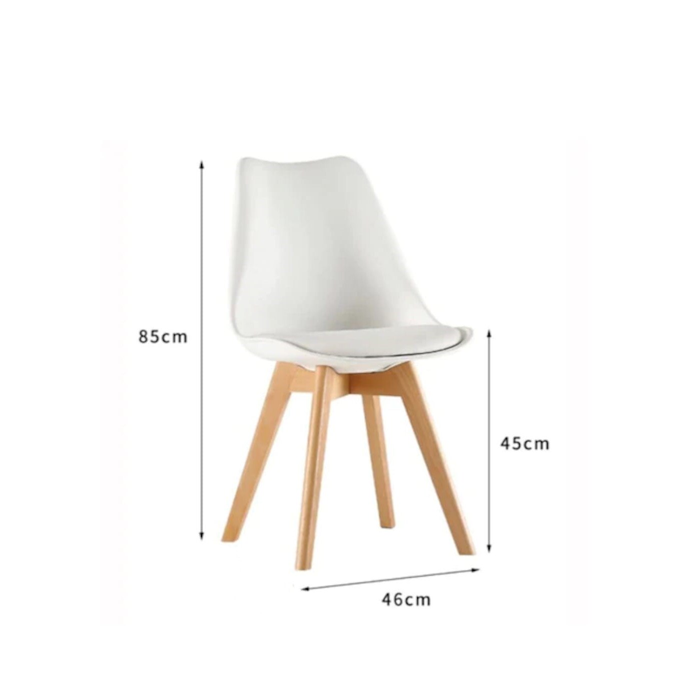 Scaun alb, model scandinav, sezut tip scoica din piele, picioare lemn ...