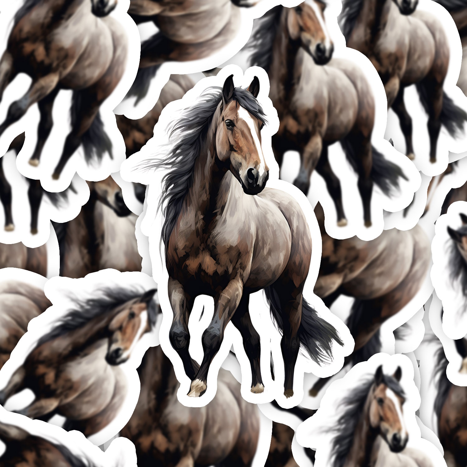 Set 5 bucati, Sticker decorativ, Cal in galop, Rezistent la apa ...