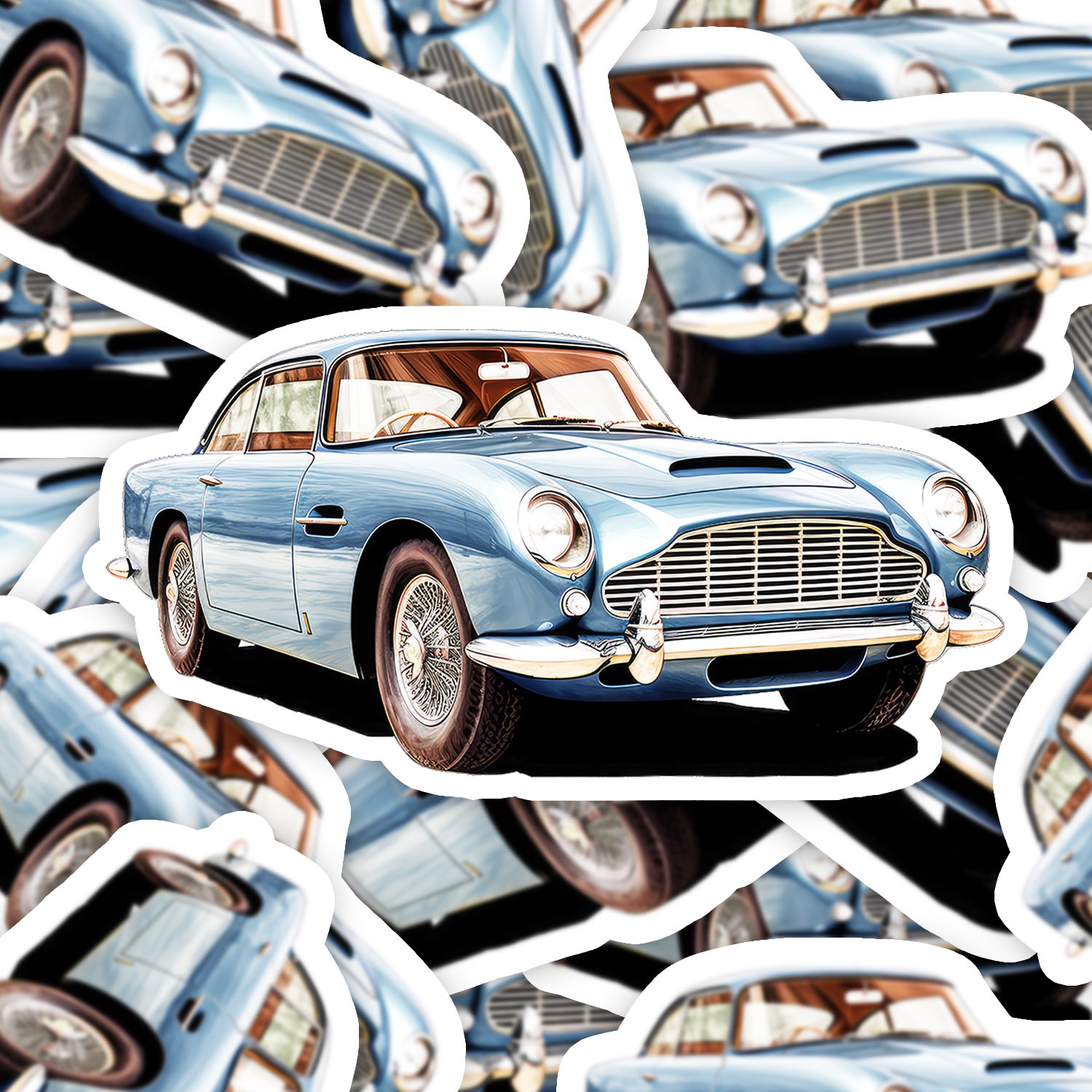 Set 5 bucati, Sticker decorativ, Masina vintage Aston Martin DB5 ...