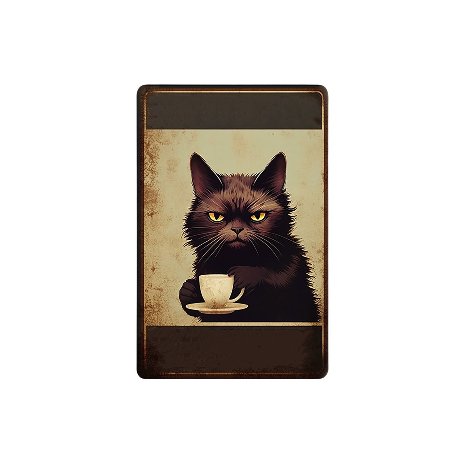 Set 5 bucati, Sticker decorativ, Pisica nervoasa bea cafea, Rezistent ...