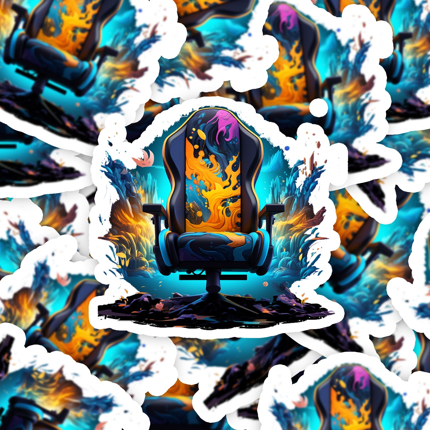 Set 5 bucati, Sticker decorativ, Scaun de birou foc si gheata ...