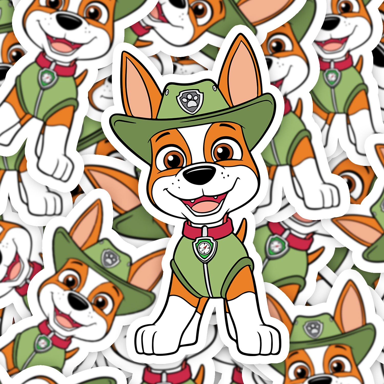 Set 5 bucati, Sticker decorativ, Tracker Paw Patrol fericit, Rezistent ...