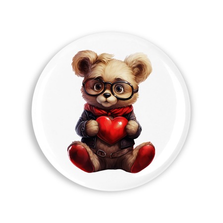 Set 4 insigne, Sfantul Valentin Ursul cu bandana rosie si inimioara ...