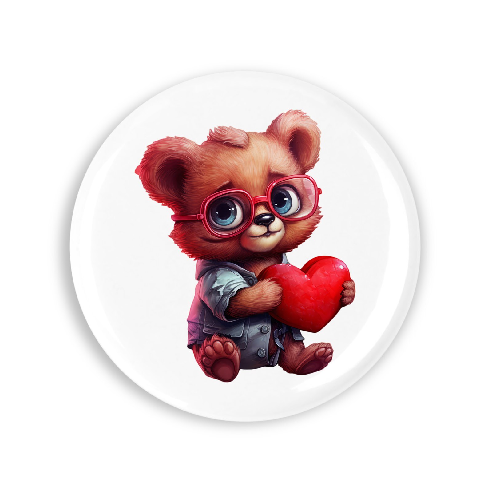 Set 4 insigne, Sfantul Valentin Ursul roscat cu inima in brate, NO1225 ...