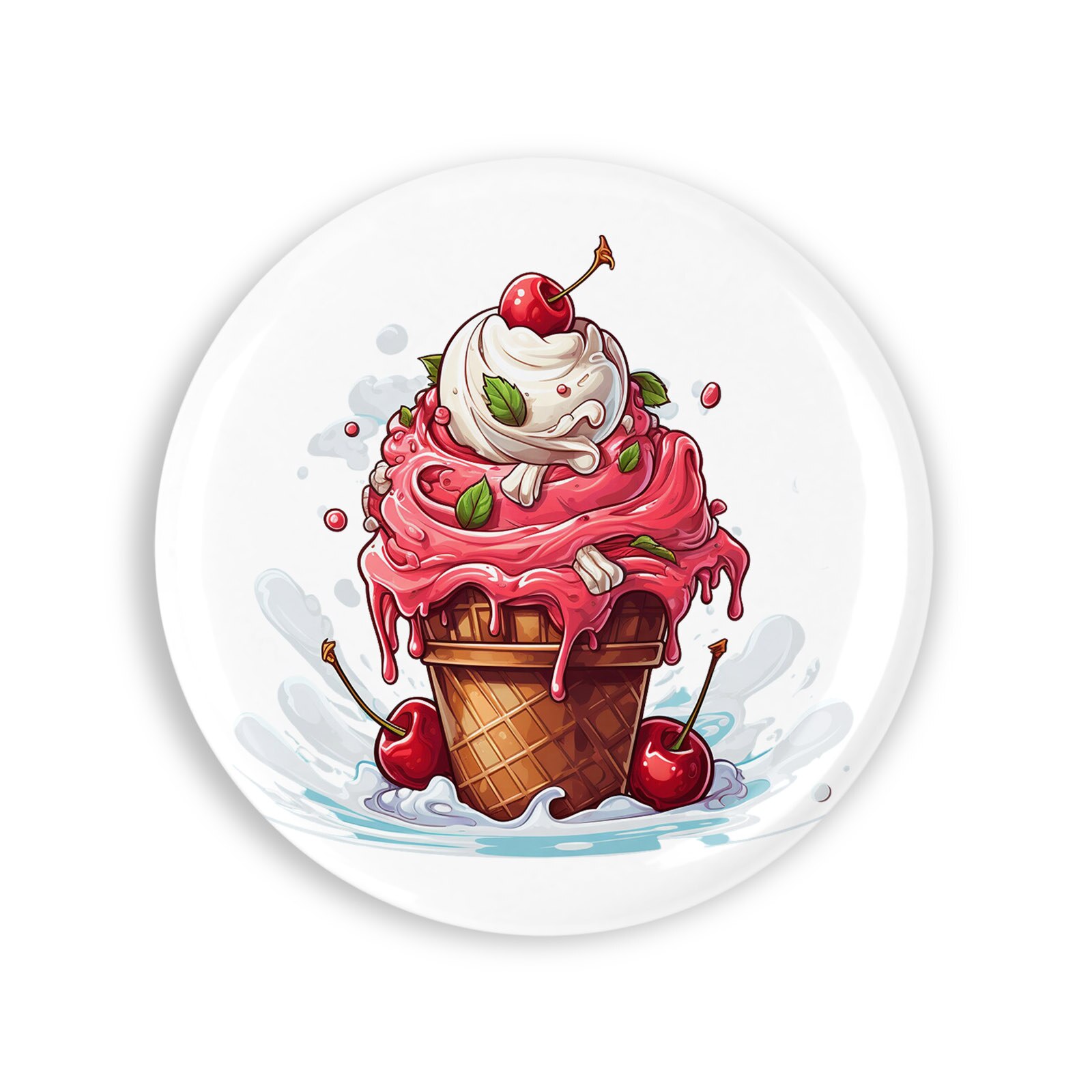 Set 4 insigne, Vafa cu inghetata de fructe, NO5208, Metal, 44 mm ...