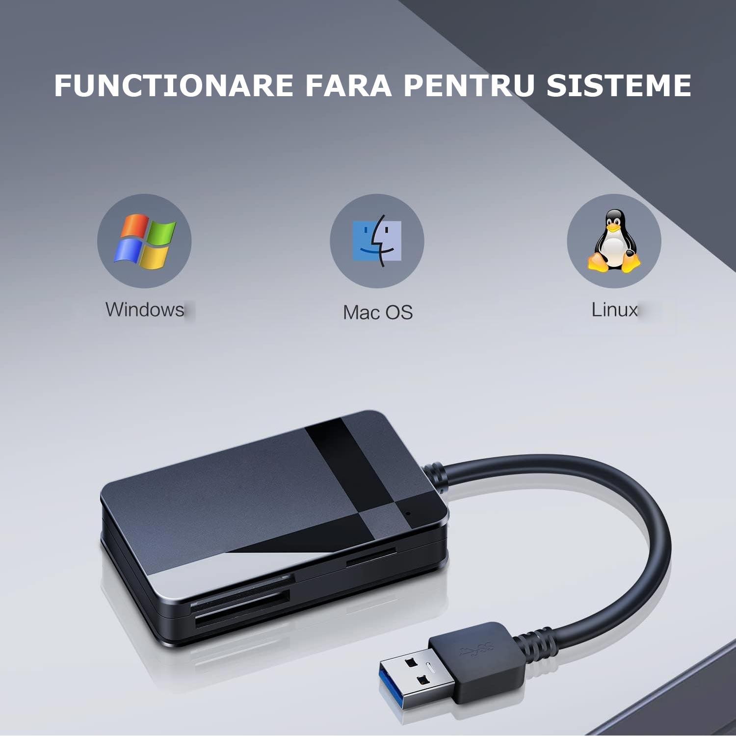 Cititor de carduri SD USB 3.0, Compatibil Apple si Windows, Alimentat ...
