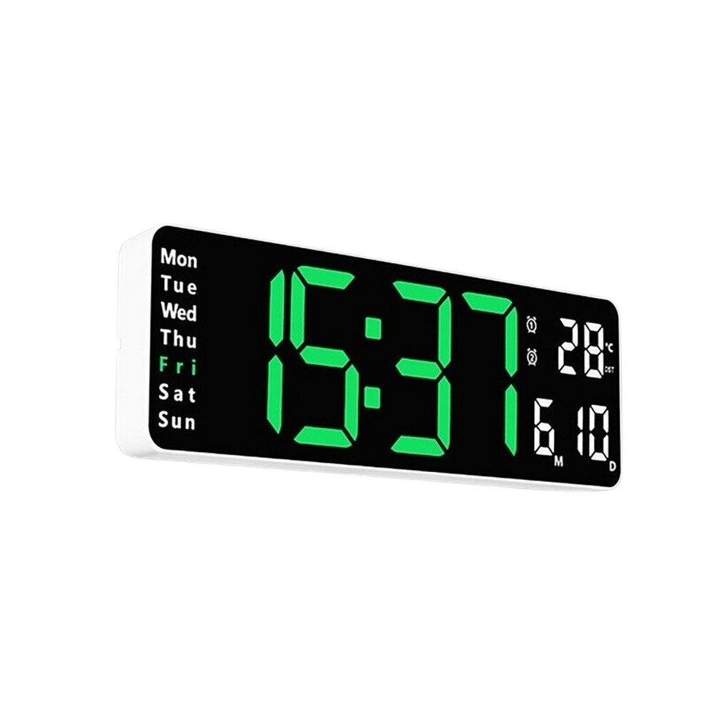 Ceas LED cu afisaj data-temperatura, telecomanda, alb-verde - eMAG.ro