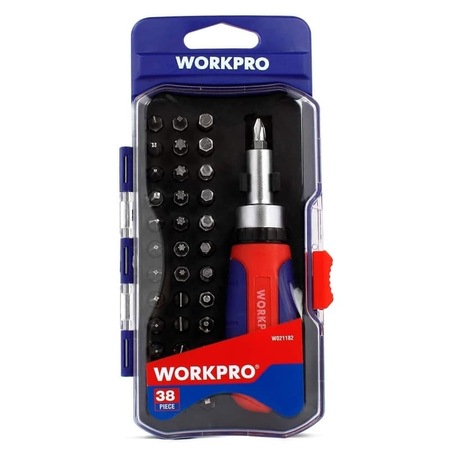 Trusa de biti si surubelnita cu clichet Workpro W021182, 38 piese - eMAG.ro