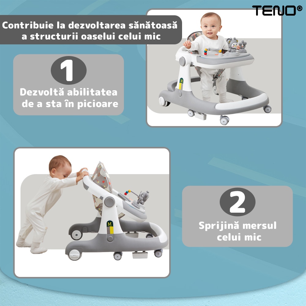 Мултифункционална предпроходилка за бебета Teno, табла с 3 играчки ...