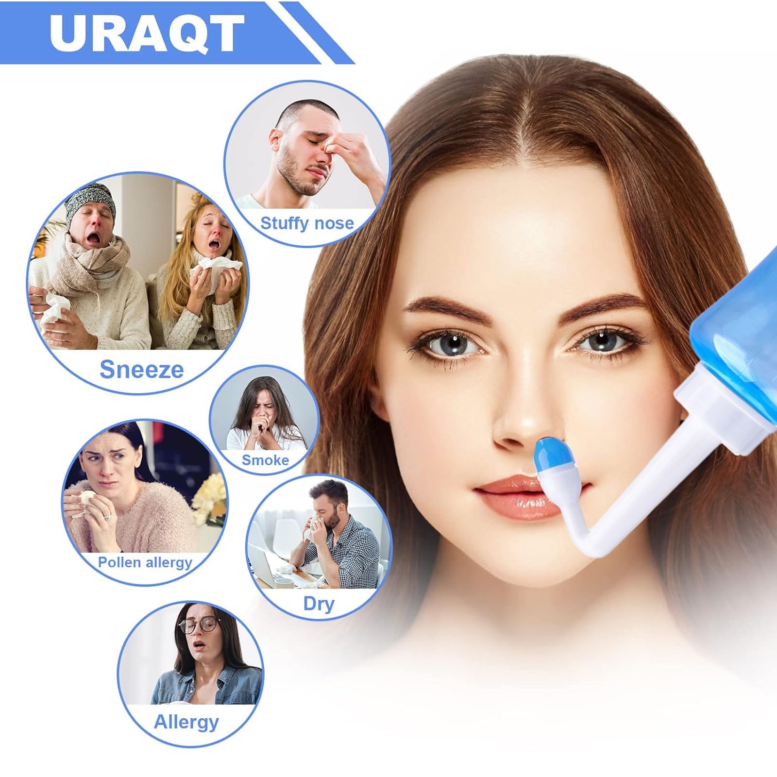 Irigator nazal, Axroad Mall, 300ml, Cu capac de praf, 2 capete adulti ...