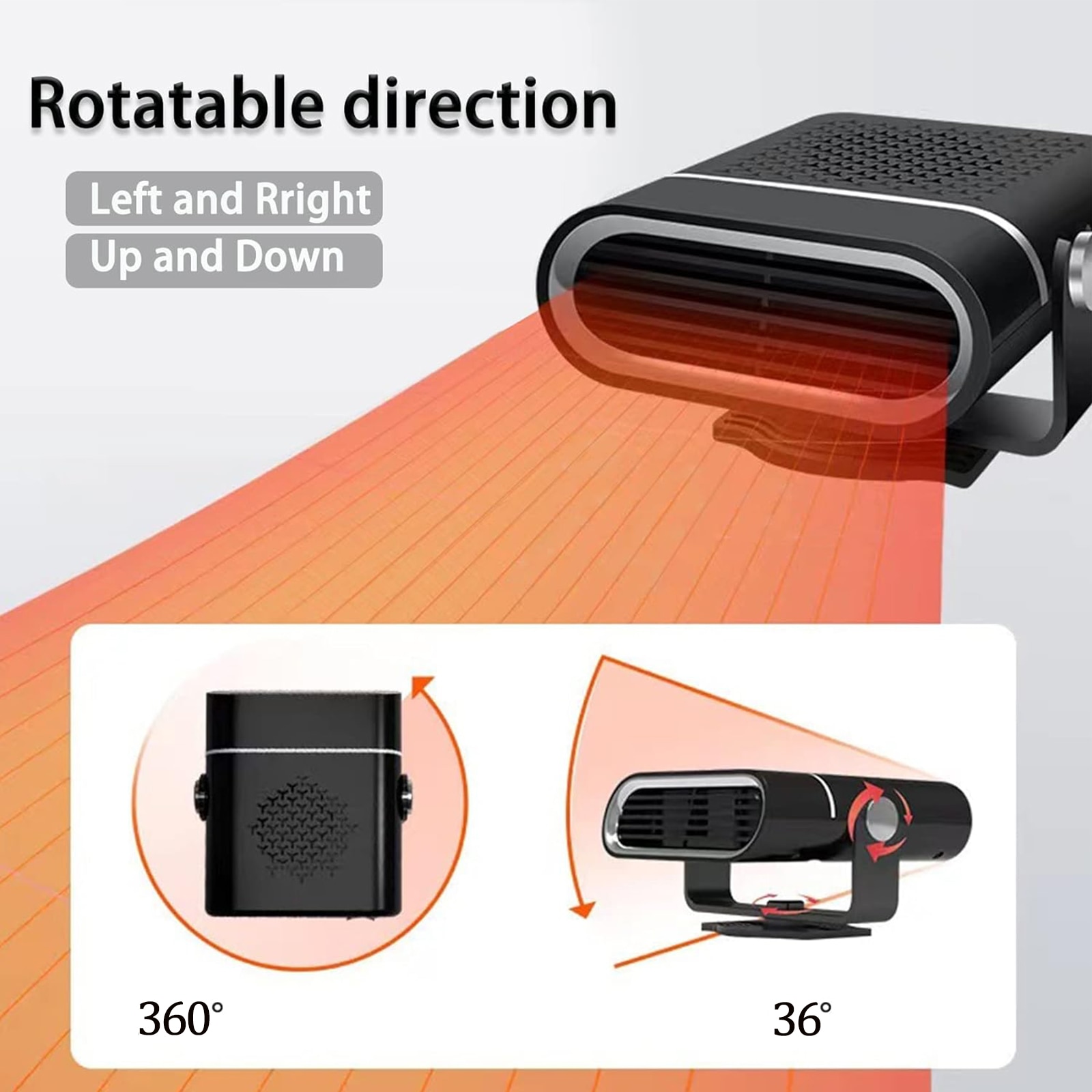 Aeroterma auto cu ventilator 2 in 1 12V, NUODWELL, Putere 150W, Rotitor la 360°, Dezaburire si ...