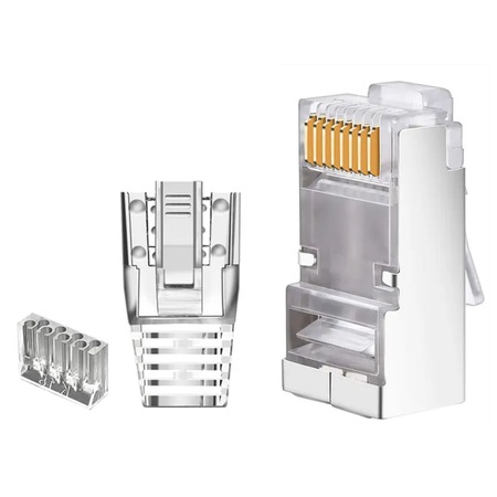 Set 30buc - Mufa ecranata RJ45 CAT6 8P/8C cu ghidaj ajutator si manson ...