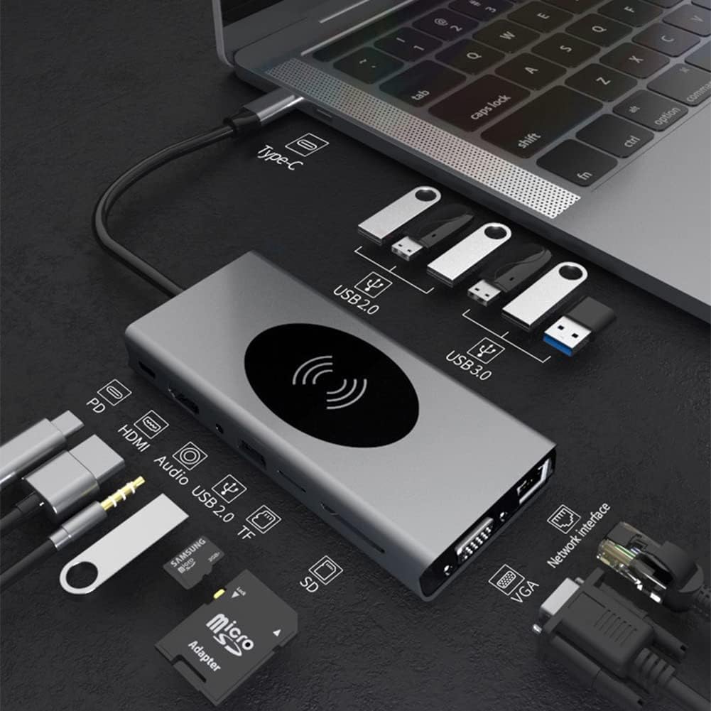15 in 1-ben Adapter, Hub Multiport 4k HDMI, 1000 Mbps Gigabit Ethernet ...