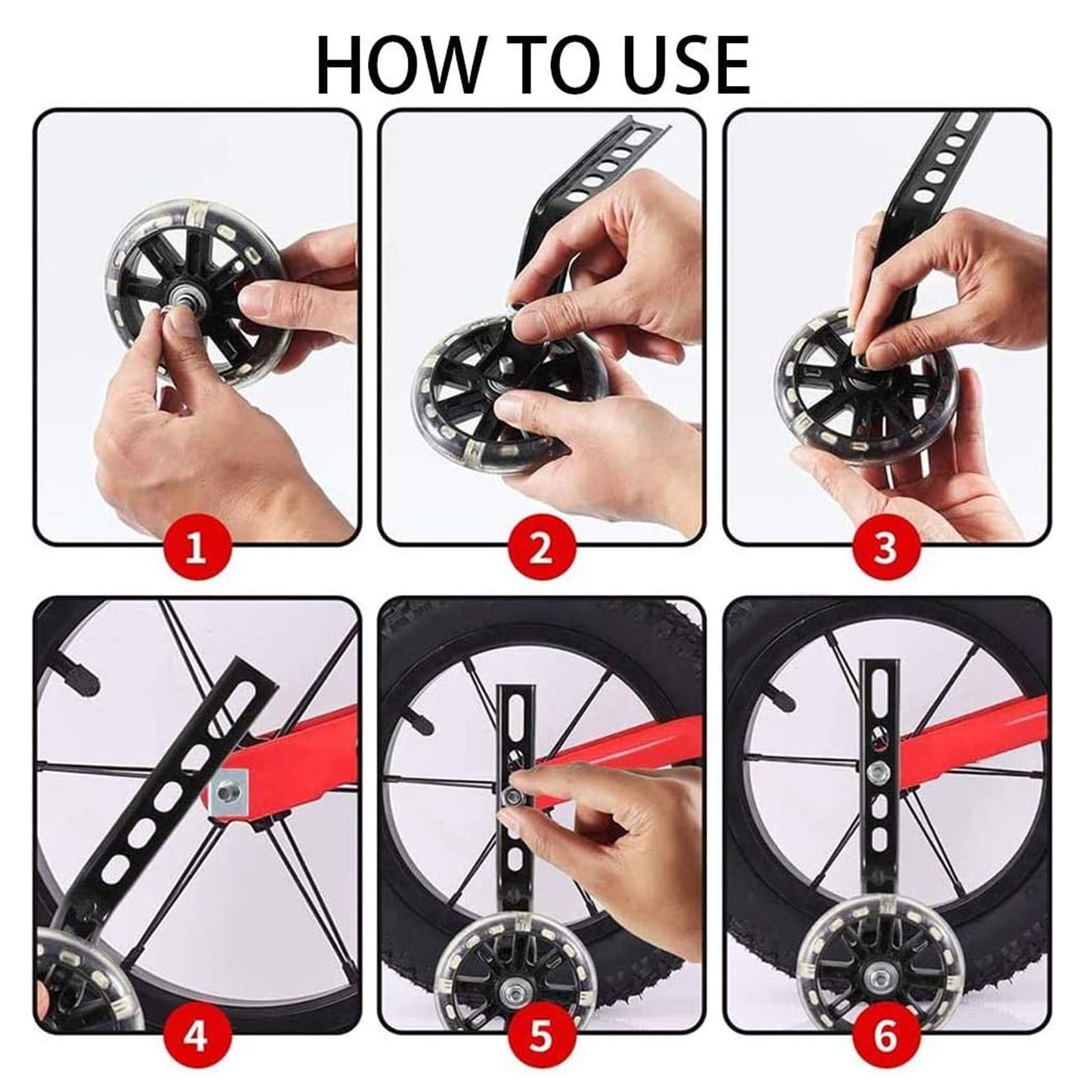 Set 2 roti ajutatoare pentru biciclete 12-20 inch, Axroad Mall, Lumini ...