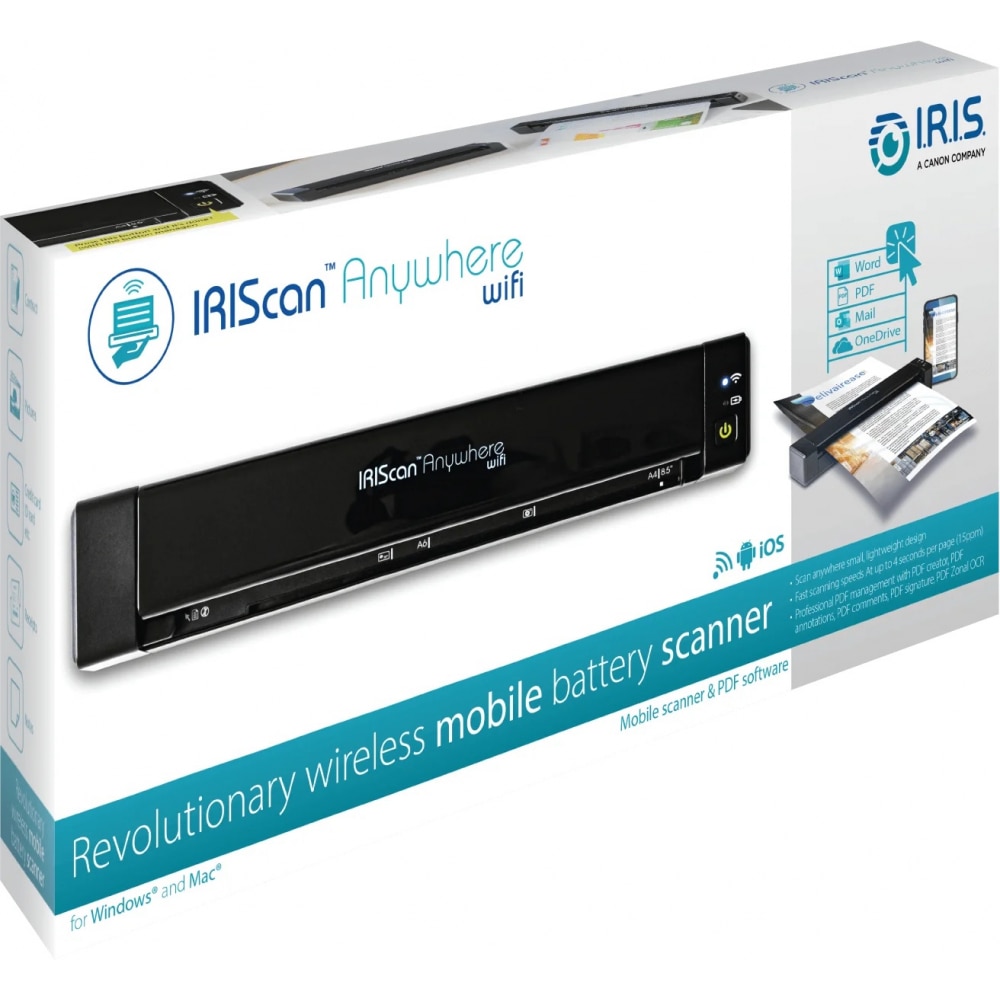 Scaner portabil IRIS IRIScan Anywhere 6 Wifi, A4, USB-C, Negru - eMAG.ro