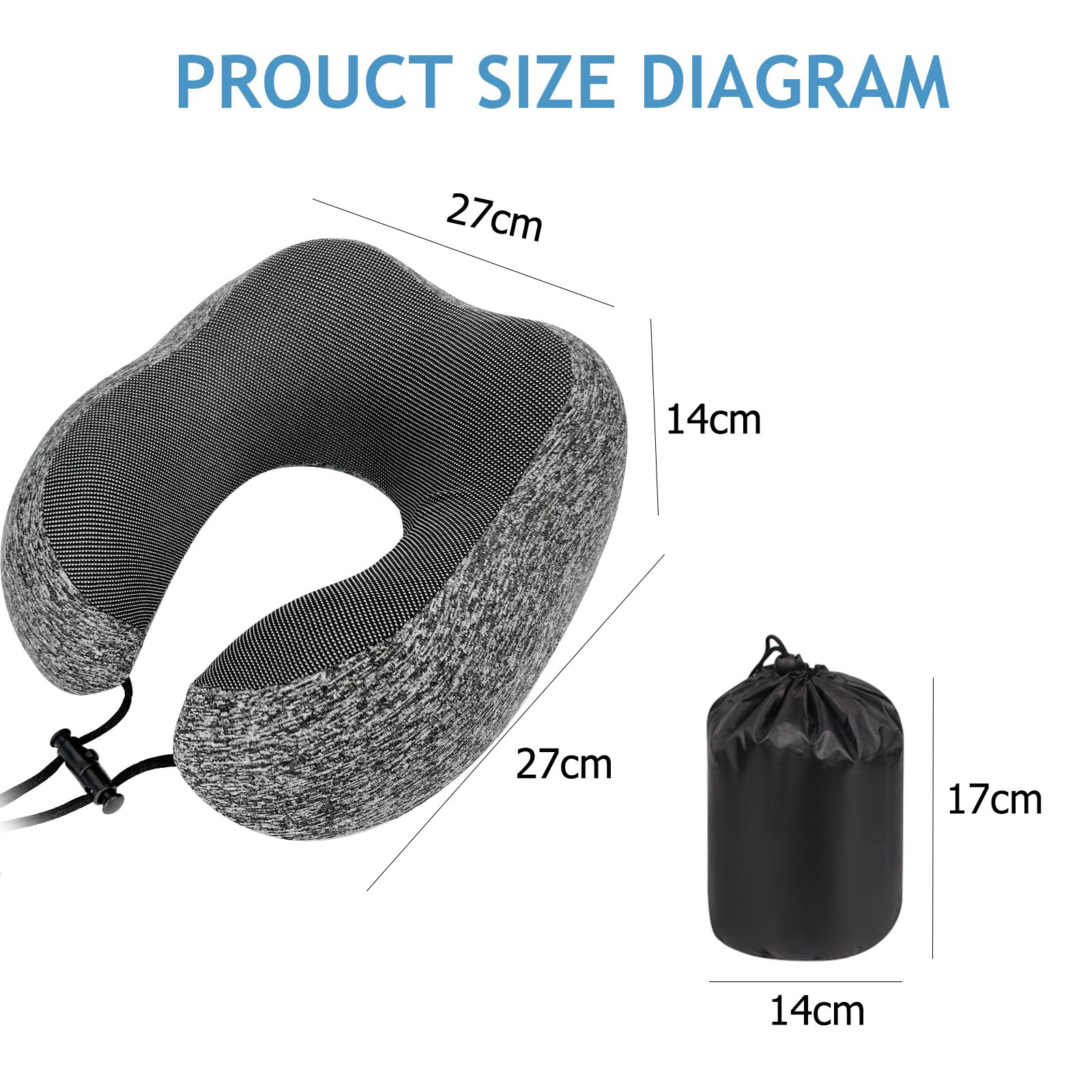 Perna de calatorie pentru avion, Spuma cu memorie, Gri - eMAG.ro