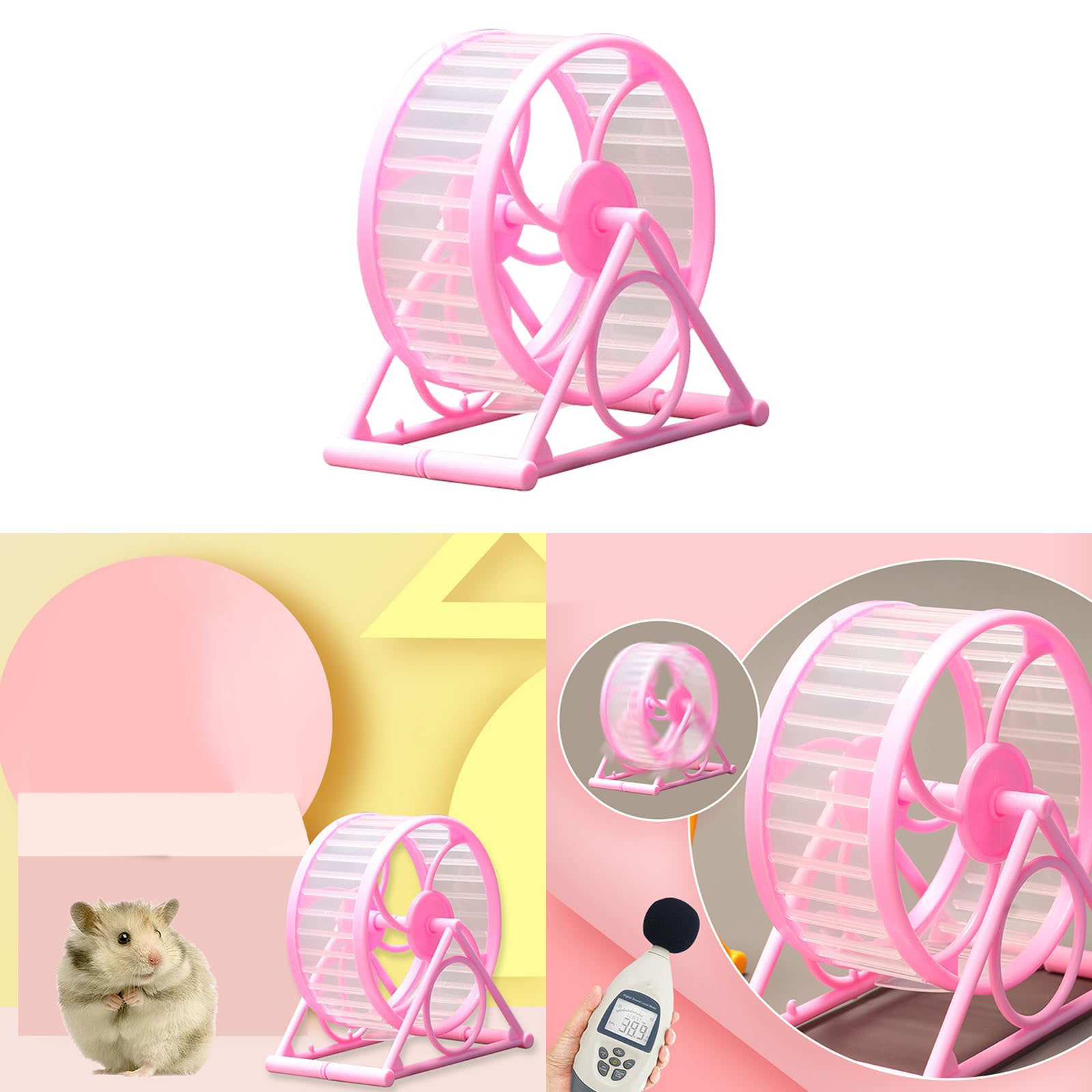 Roata de alergare pentru exercitii pentru hamster, Plastic, Roz - eMAG.ro