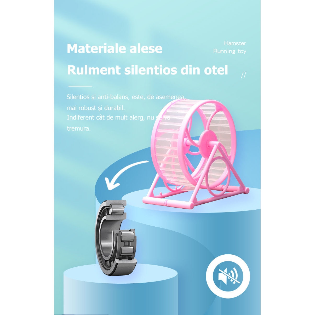 Roata de alergare pentru exercitii pentru hamster, Plastic, Roz - eMAG.ro