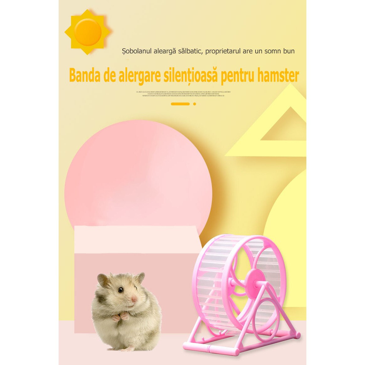 Roata de alergare pentru exercitii pentru hamster, Plastic, Roz - eMAG.ro