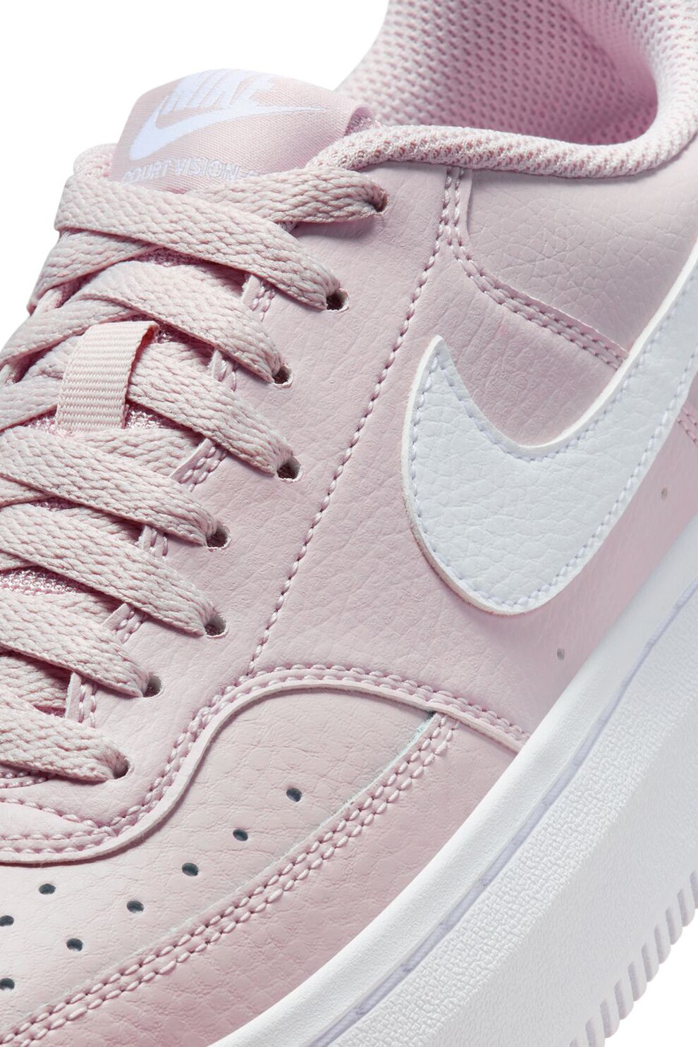 Nike, Pantofi sport de piele si piele ecologica Court Vision Alta, Roz ...