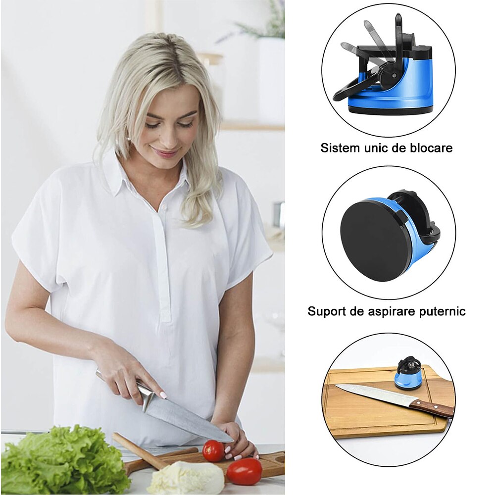 Ascutitor manual de cutite, albastru - eMAG.ro