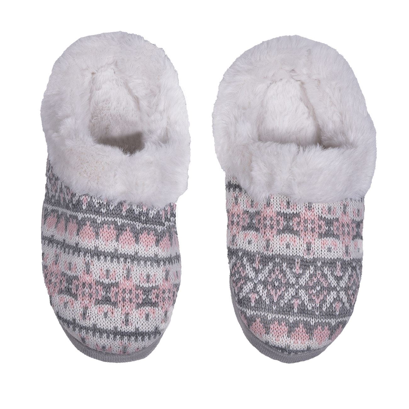 Papuci de casa imblaniti, de dama, model tricotat, multicolor ...