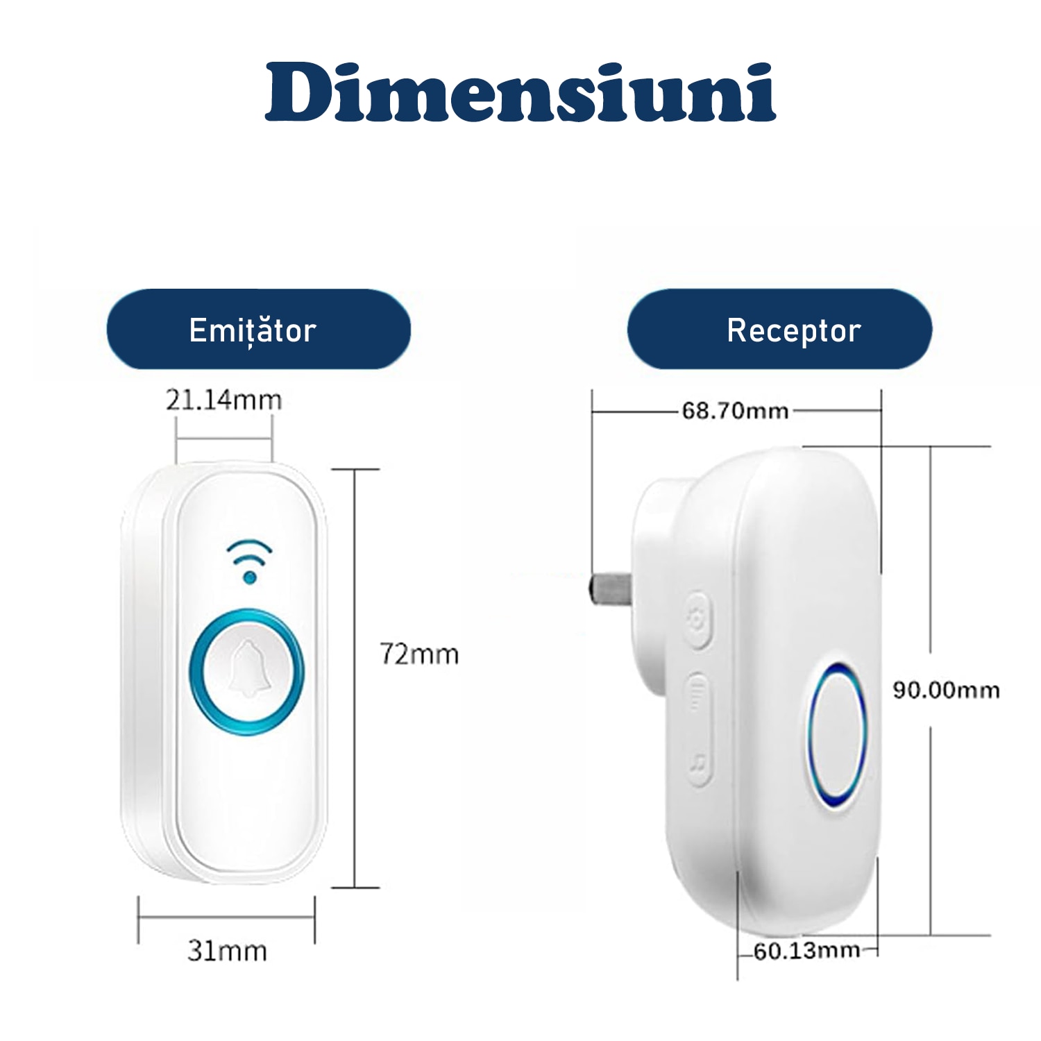 Sonerie Fara Fir/ Wireless, BYONDSELF®, 1 receptor si 2 transmitatoare ...