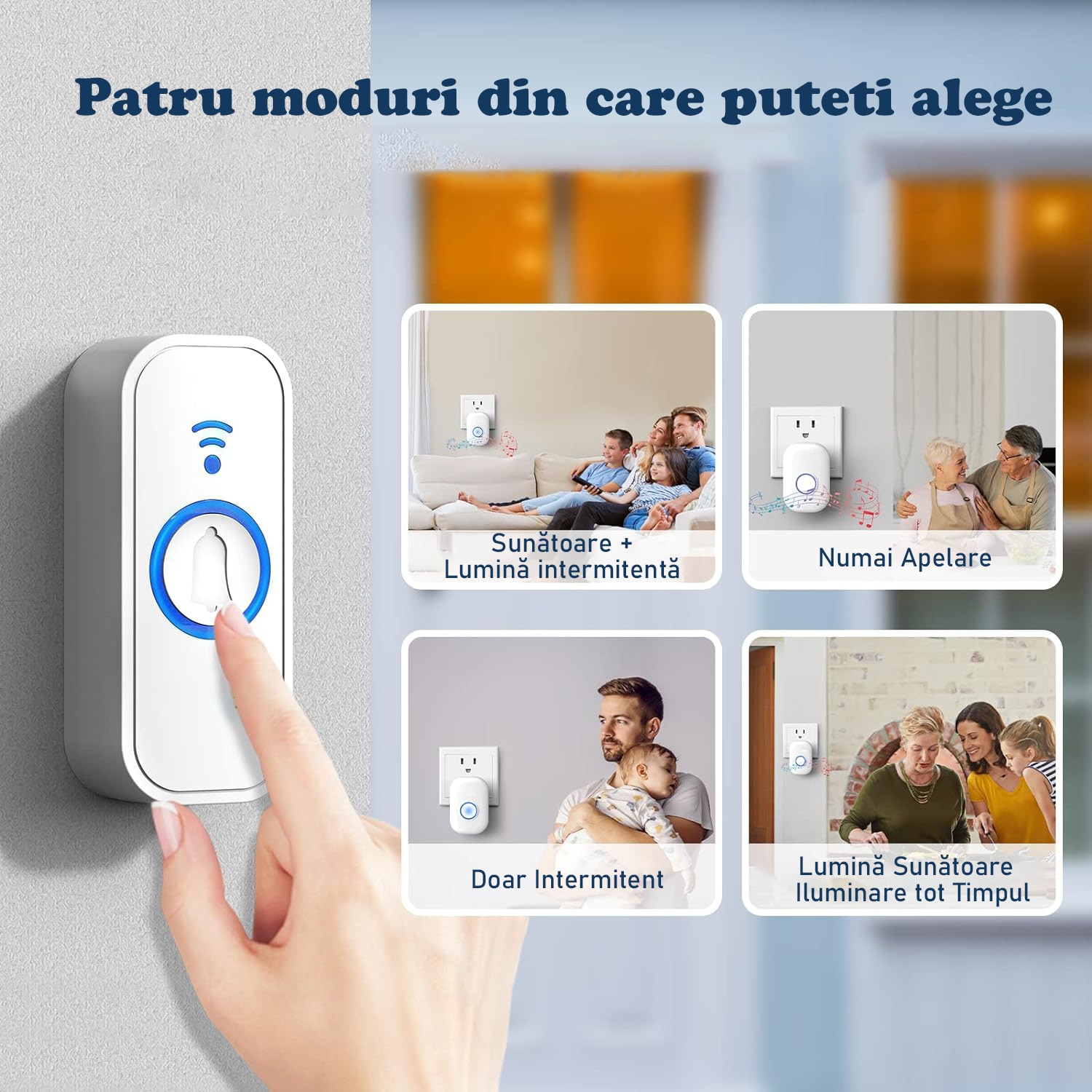 Sonerie Fara Fir/ Wireless, BYONDSELF®, 1 receptor si 2 transmitatoare ...