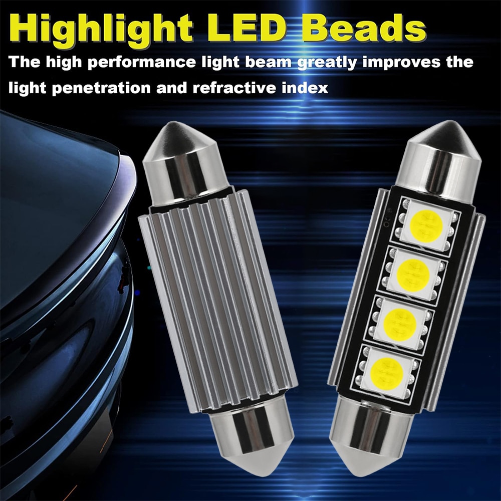 Set 2 becuri LED auto, Minetgnon, pentru plafoniere, portbagaj, 4 SMD ...