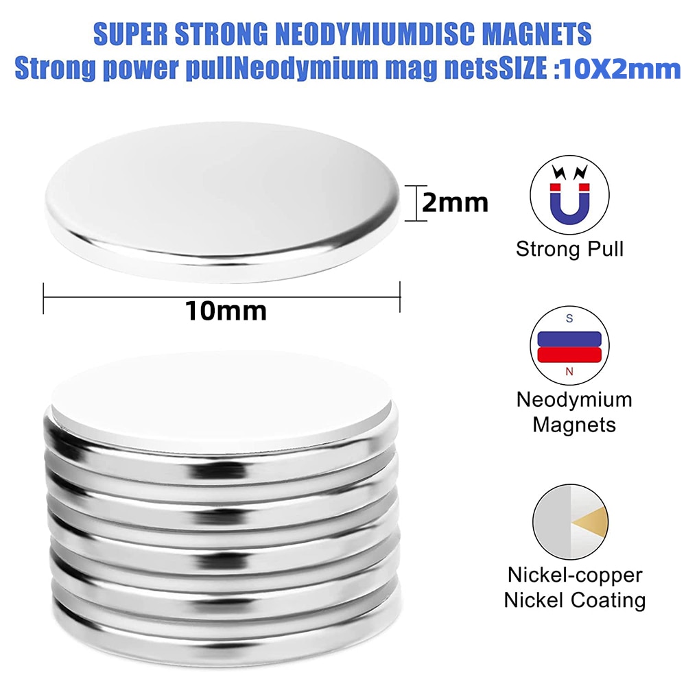Set 50 Magnet neodim disc foarte puternic, Minetgnon®, Neodim, 10x2mm ...
