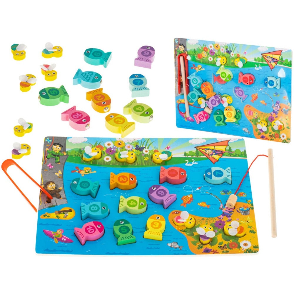 Joc Educativ de Pescuit Magnetic Velixo®, tip Montessori, din Lemn, cu ...
