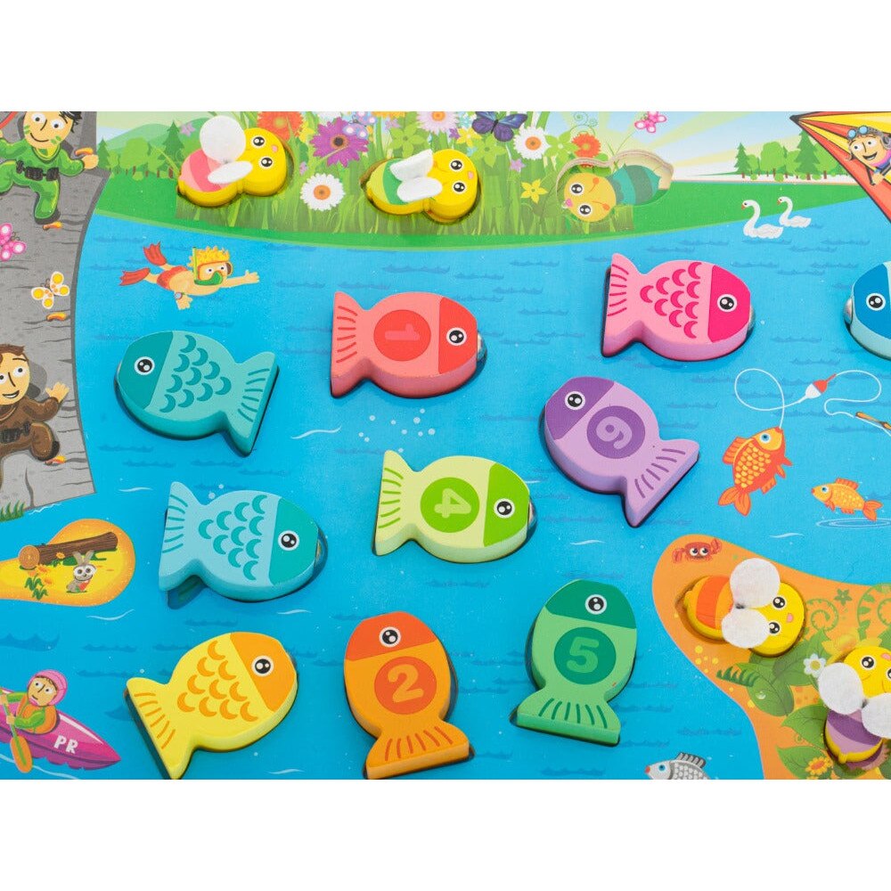 Joc Educativ de Pescuit Magnetic Velixo®, tip Montessori, din Lemn, cu ...