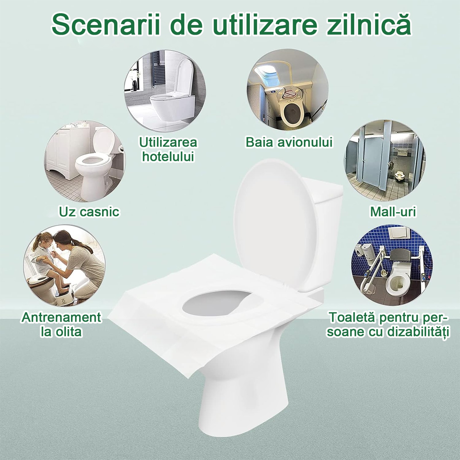 Set 120 protectii de toaleta de unica folosinta, NUODWELL, portabil ...