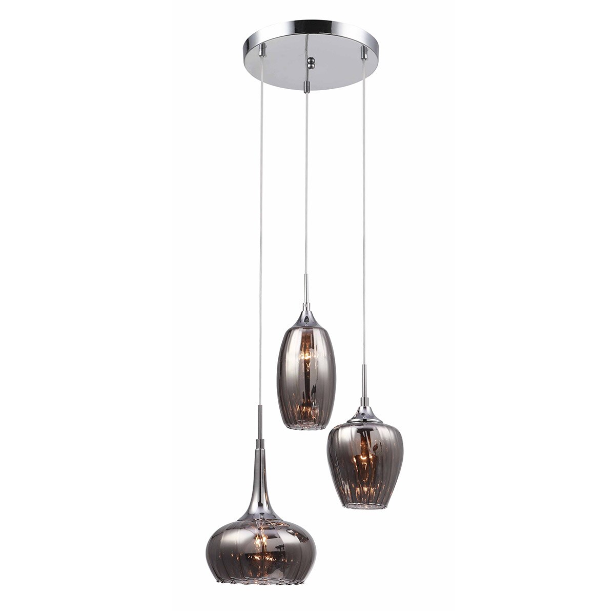 Lustra Interior Marano, crom, sticla fumurie, 3XE14, 40 cm - eMAG.ro