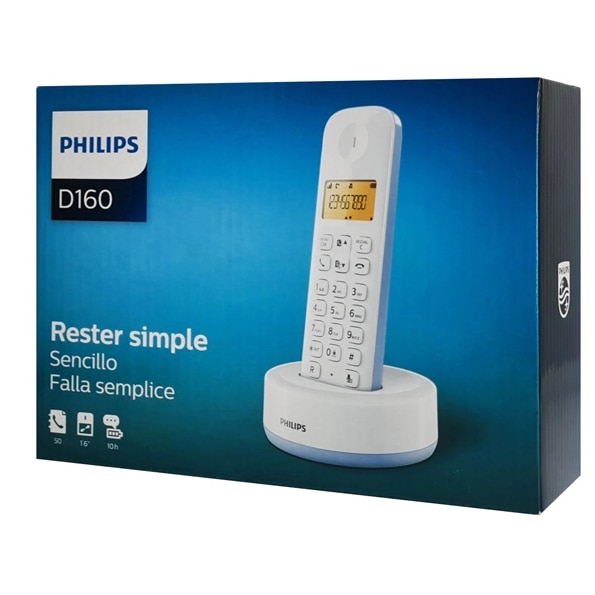 Telefon fara fir Philips D1601S-34, alb-albastru - eMAG.ro