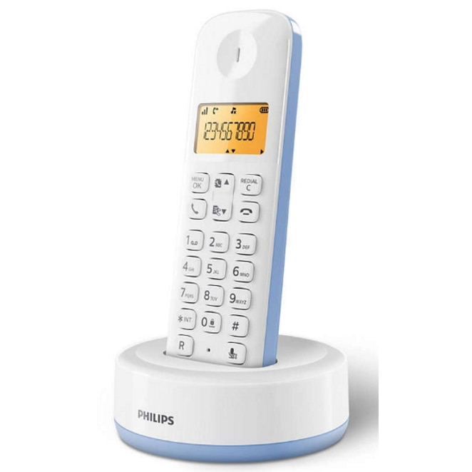 Telefon fara fir Philips D1601S-34, alb-albastru - eMAG.ro